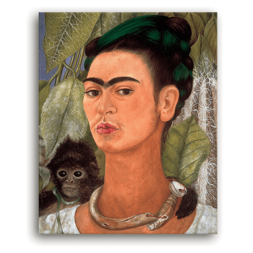 Leinwandbild - Frida Kahlo - Selbsbildnis mit Affe | HAMMER WANDBILDER ...